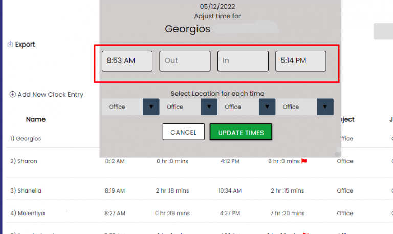Administrator Timesheet Overide – Employee Attendance Tracking